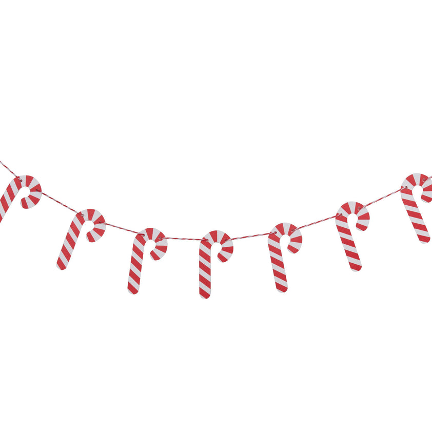 Ginger Ray Candy Cane Shaped Wooden Christmas Bunting 1.5m