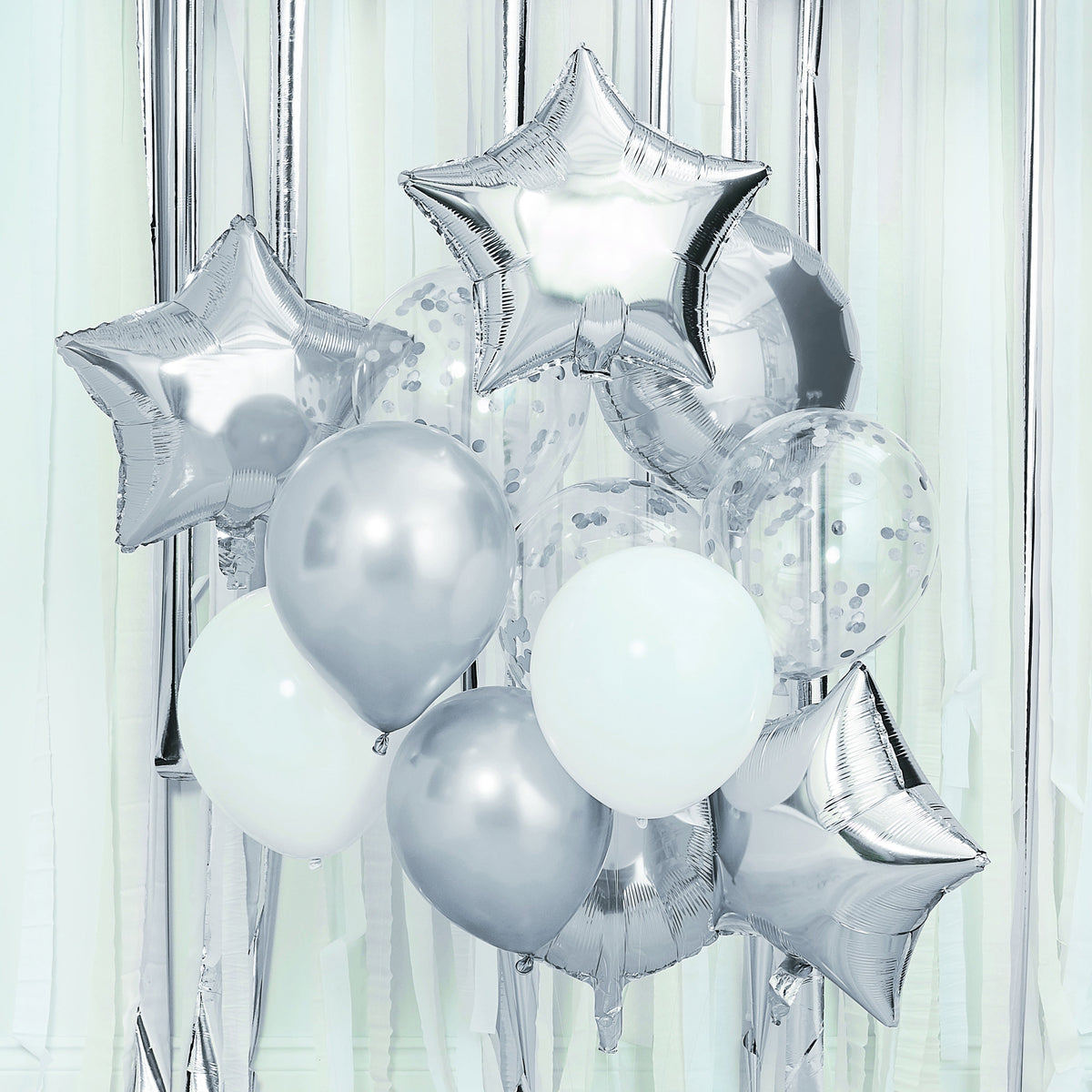 Ginger Ray Metallic Silver Mix Balloons Set | Party Hero