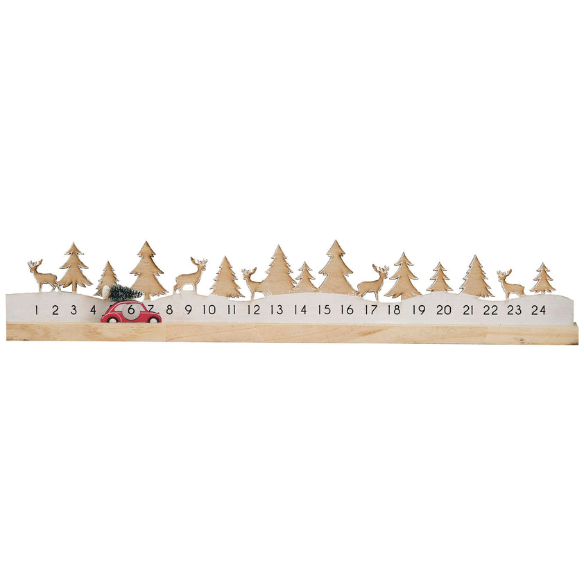 Ginger Ray Wooden Reusable Christmas Advent Calendar with Moveable Car