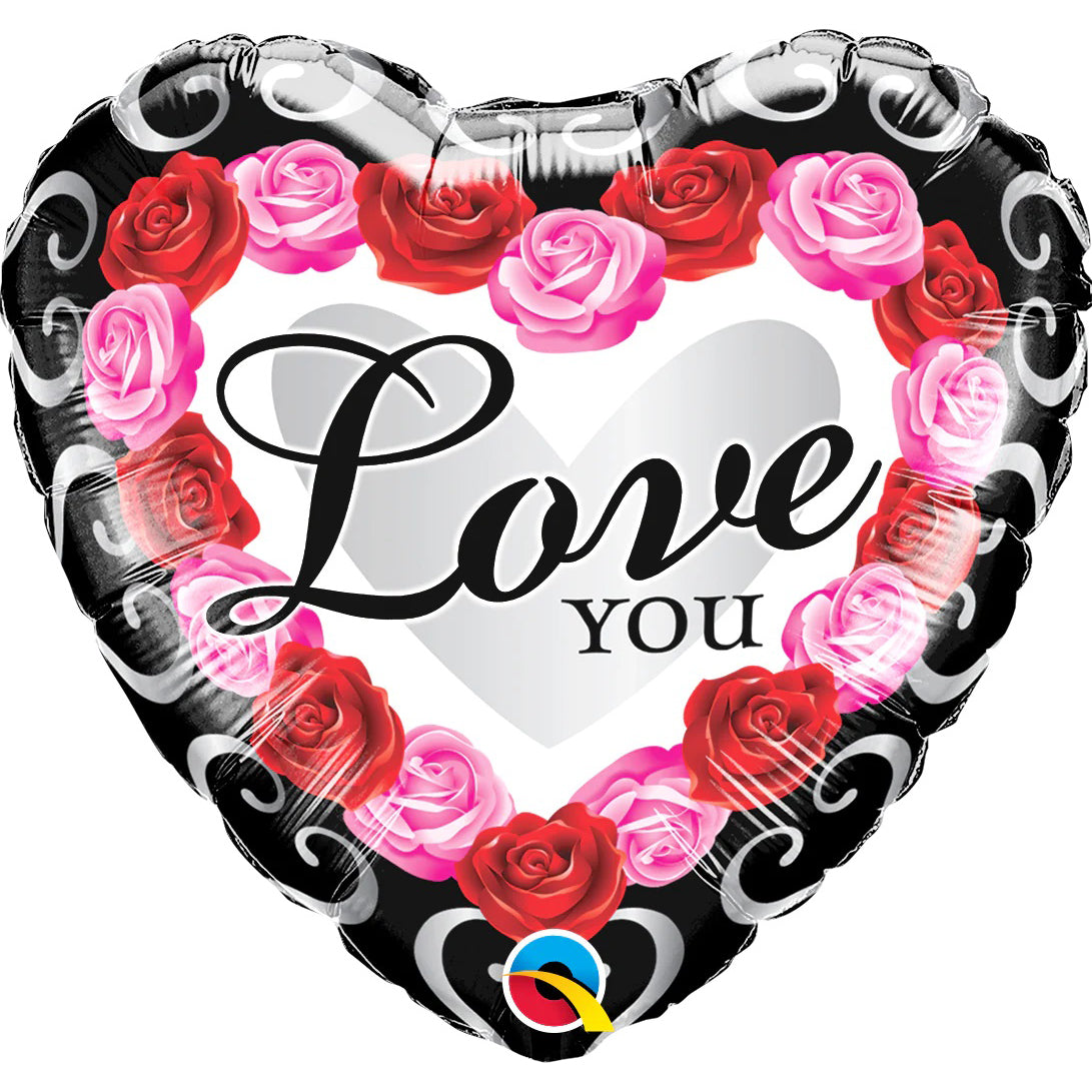 Qualatex Love You Red Rose Frame Foil Balloon 18in | Party Hero